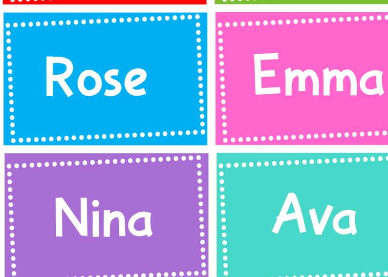 Printable Name Tags, Bright Kids Name Labels, Bright Cubby Labels ...
