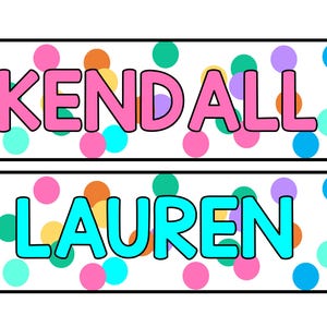Printable Bright Polka Dots Name Labels, Editable Classroom Labels ...