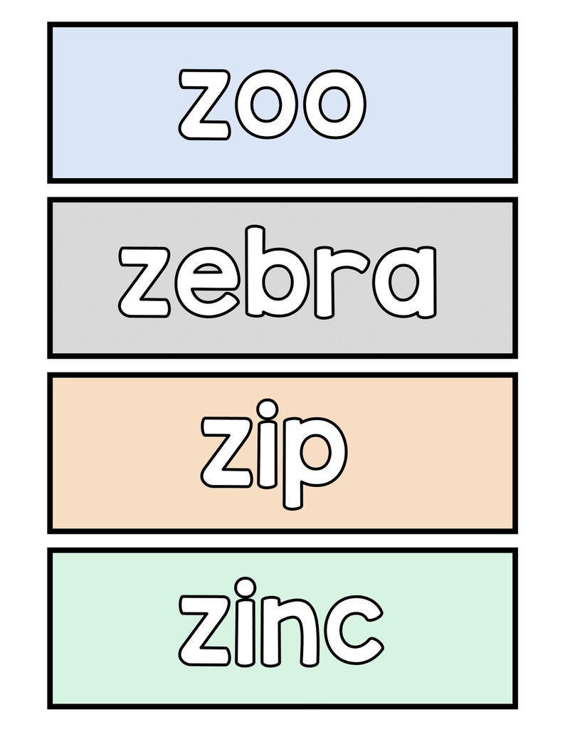 Printable Calm Colors Word Wall Labels, Word Wall Banners, Alphabet ...