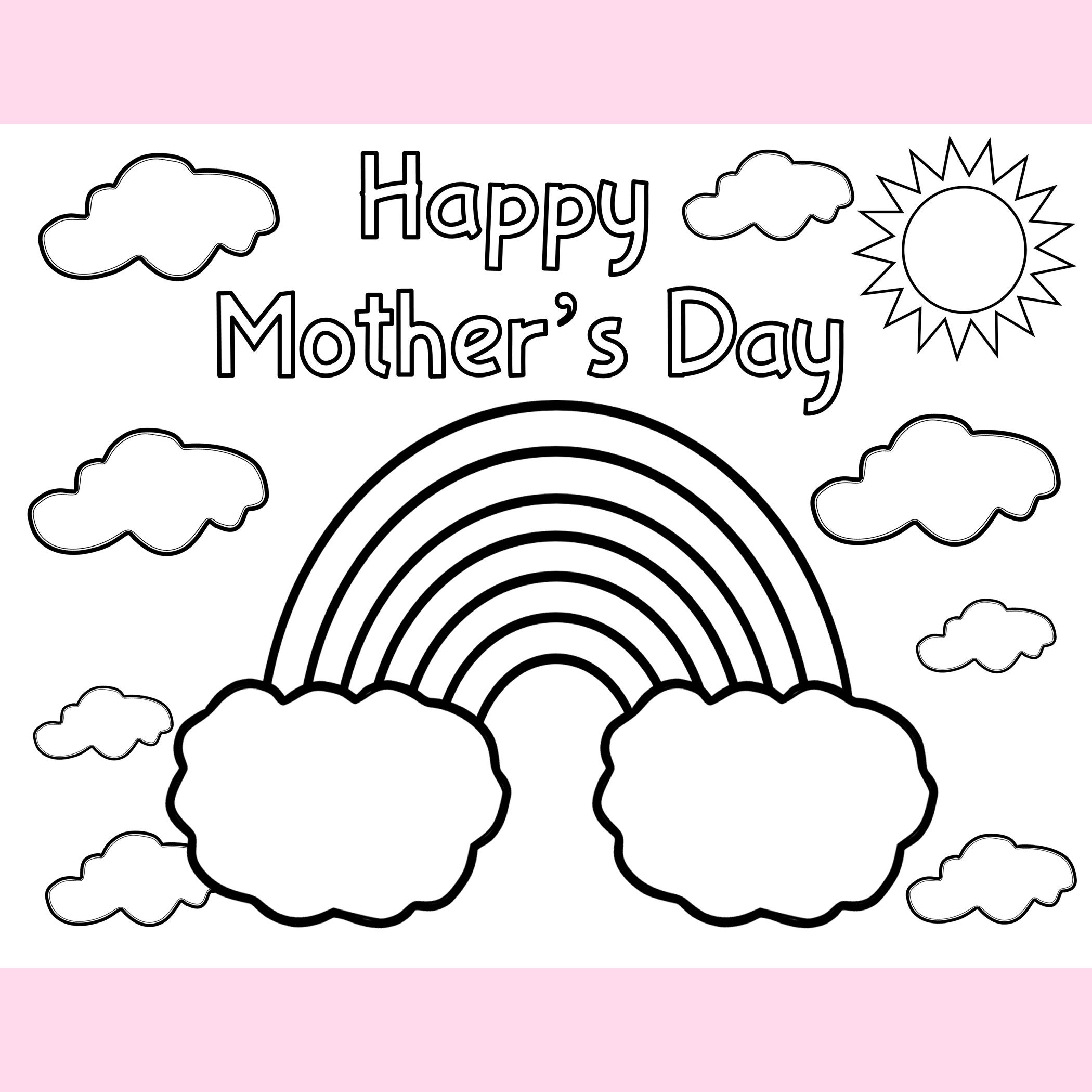 Rainbow Mother's Day Coloring Pages for Kids (PDF Pattern) - Etsy