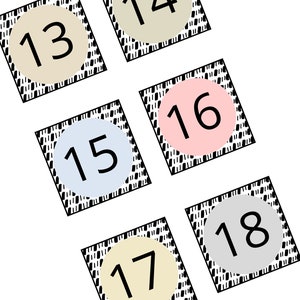 Printable Boho Neutral Number Labels, Classroom Calendar Number Labels ...