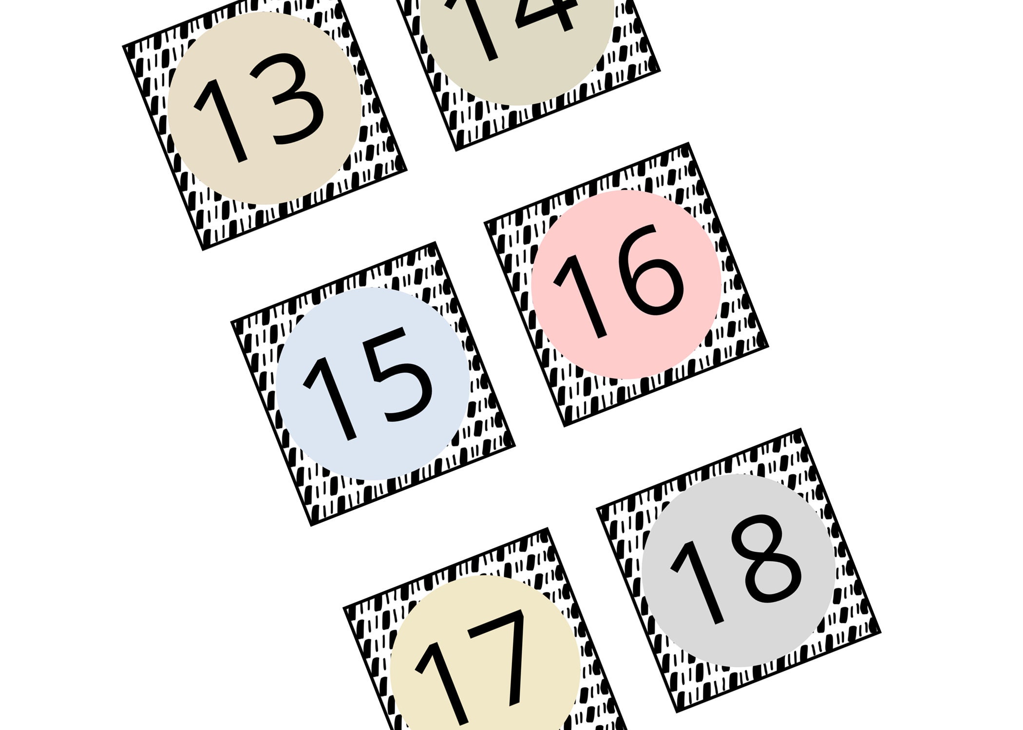 Printable Boho Neutral Number Labels, Classroom Calendar Number Labels ...