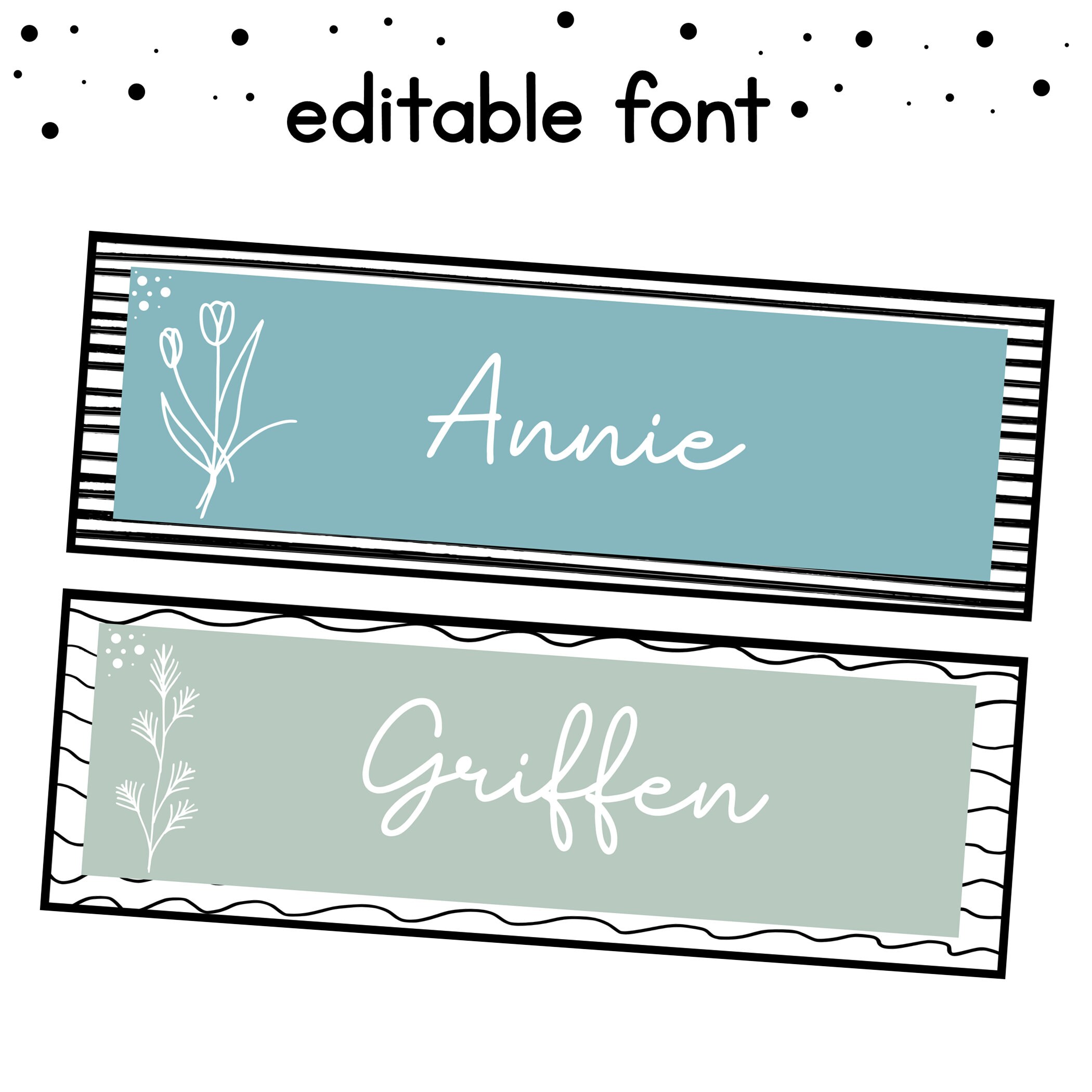 Printable Botanical Student Name Plates, Editable Autumn Classroom ...
