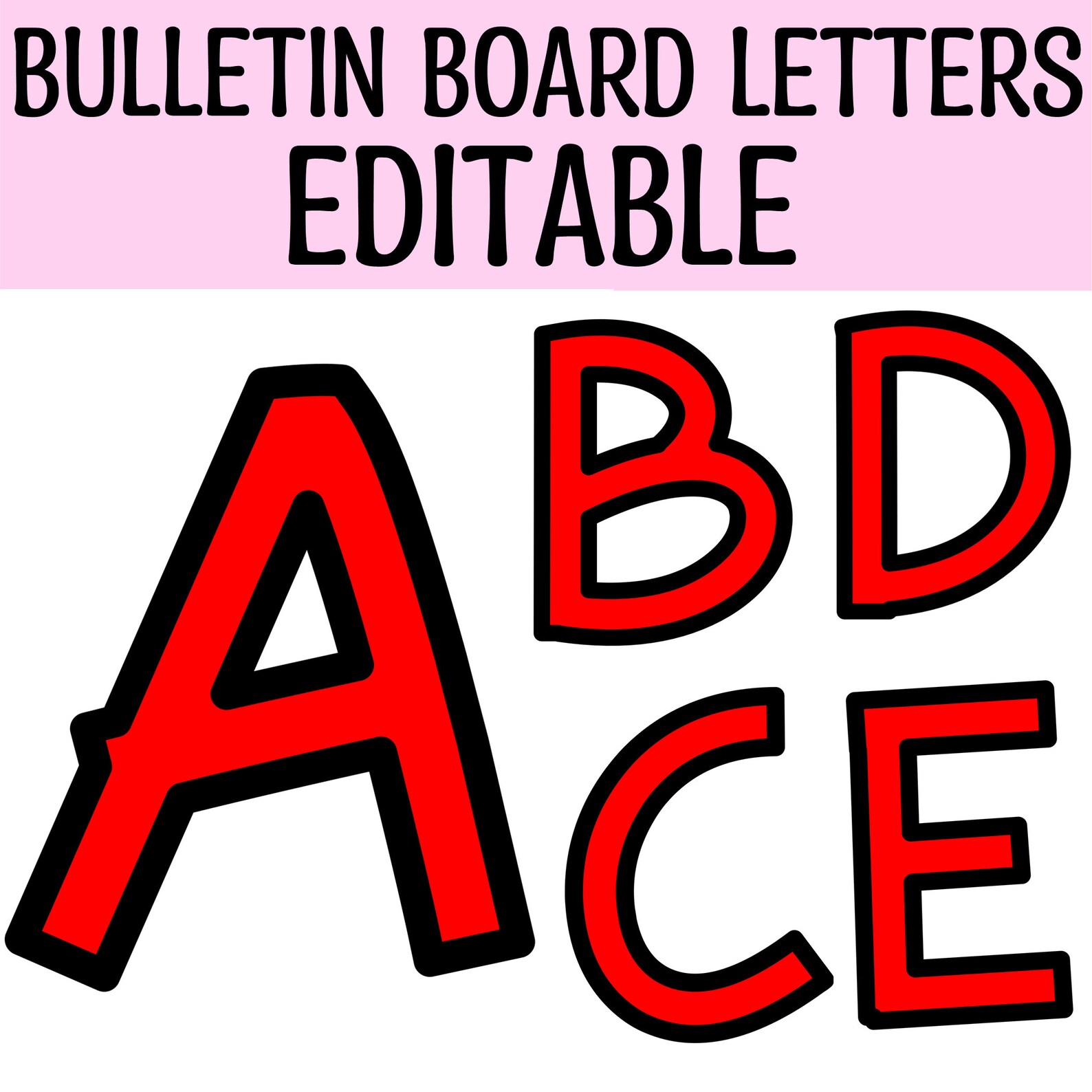 Printable Red Bulletin Board Letters, Classroom Decor (digital Download ...