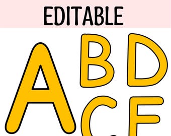 Yellow Alphabet Clip Art: Printable Letters A-Z, Numbers 0-9 (digital ...