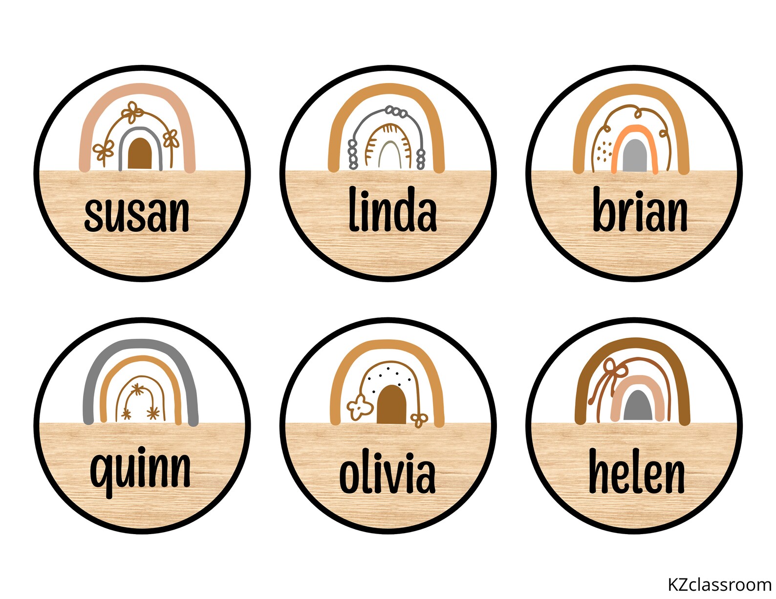 Editable Boho Neutral Rainbow Student Name Tags, Cubbies Labels - Etsy ...