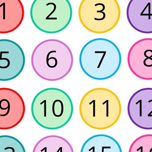 Printable Small Number Labels, Circle Bright Number Tags, Cubby Labels ...