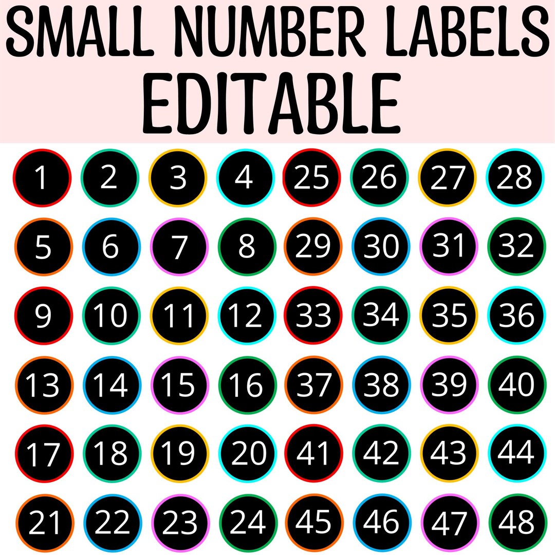 Back to School Bright and Black Number Spots, Number Tags, Math Numbers ...
