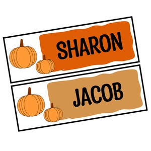 Printable Fall Name Labels, Autumn Classroom Labels, Fall Name Posters ...