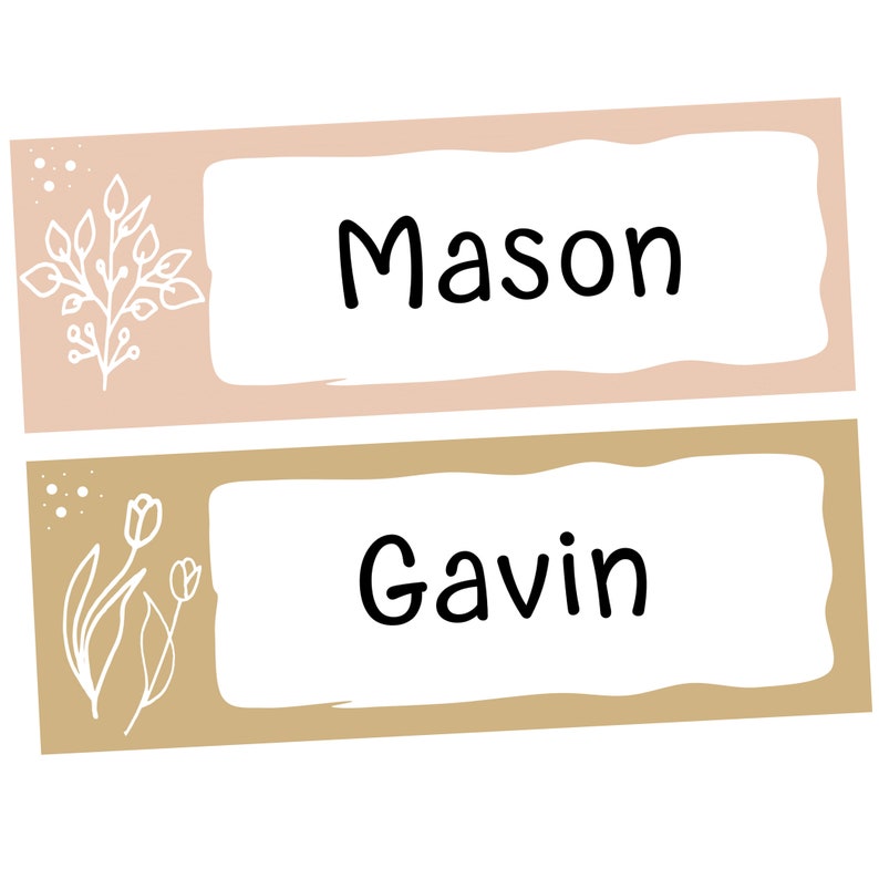 Printable Botanical Student Name Labels, Classroom Labels, Student Name ...