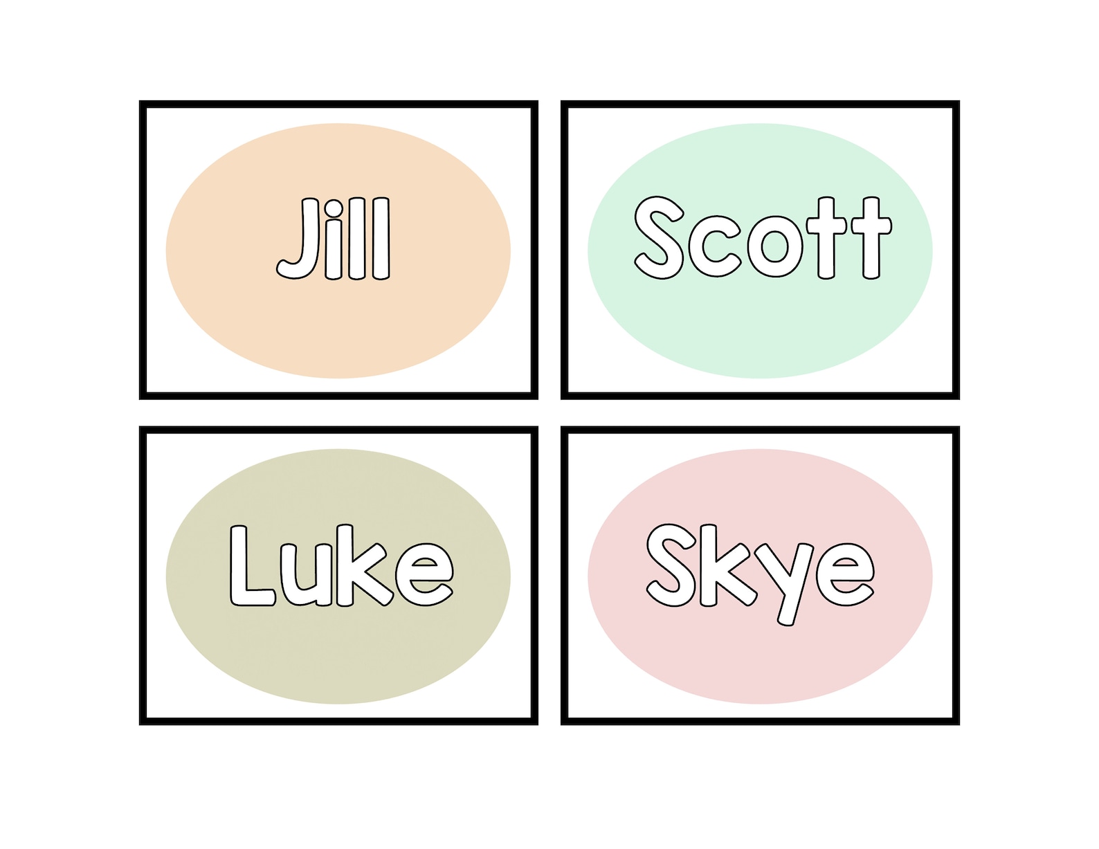 Printable Calm Color Student Name Labels, Editable Name Tags, Center ...