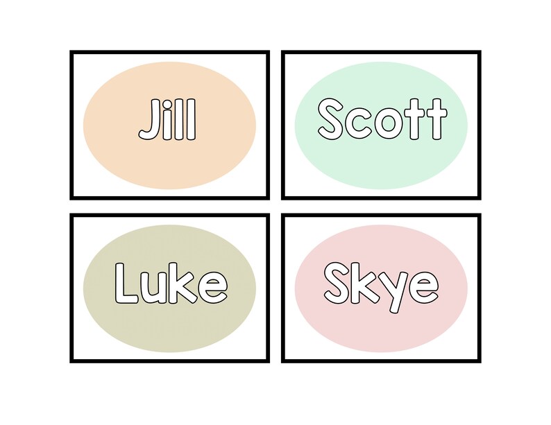Printable Calm Color Student Name Labels, Editable Name Tags, Center ...