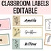 Student Name Tags,leaves Classroom Labels, Boho Neutral Colors Name ...