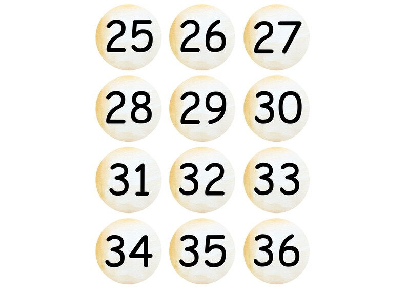 Printable Number Labels, Vintage Number Labels,back to School Number ...