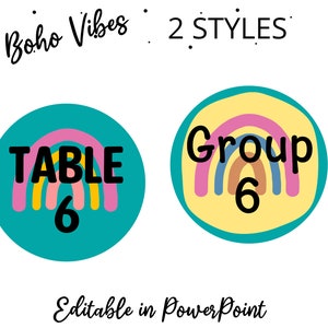 Classroom Table Numbers, Student Group Numbers, Class Team Labels ...