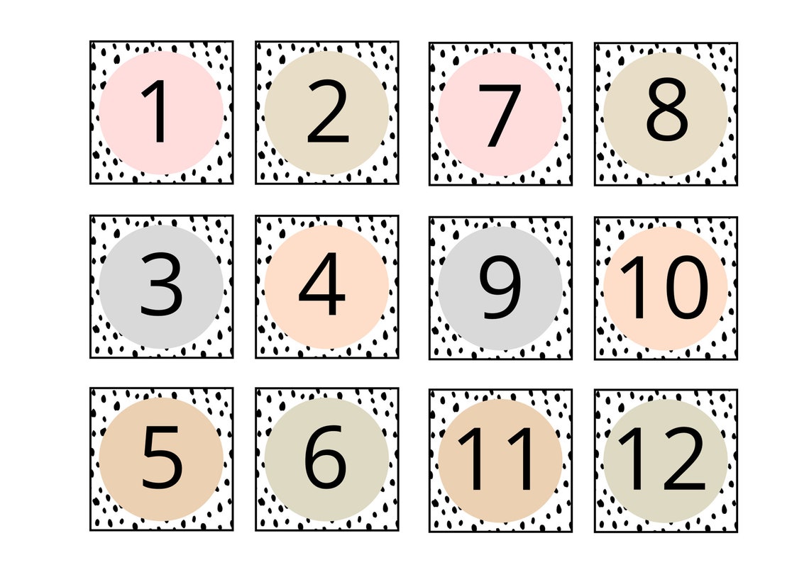Printable Calendar Number Labels. Editable Number Tags. Number Tents ...