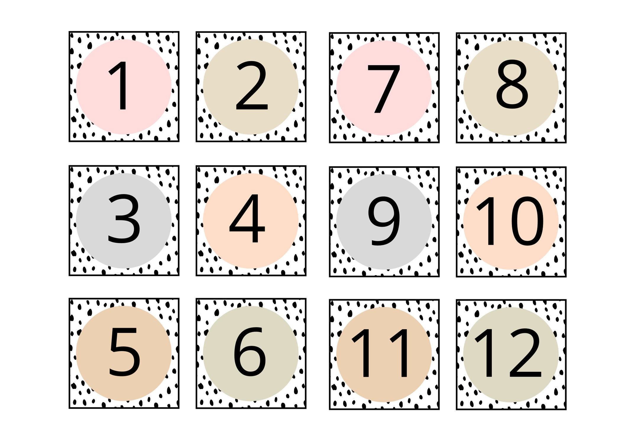 Printable Calendar Number Labels. Editable Number Tags. Number Tents ...