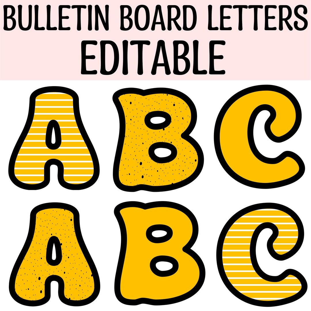 Back to School Yellow Bulletin Board Letters, Printable Bright Yellow ...