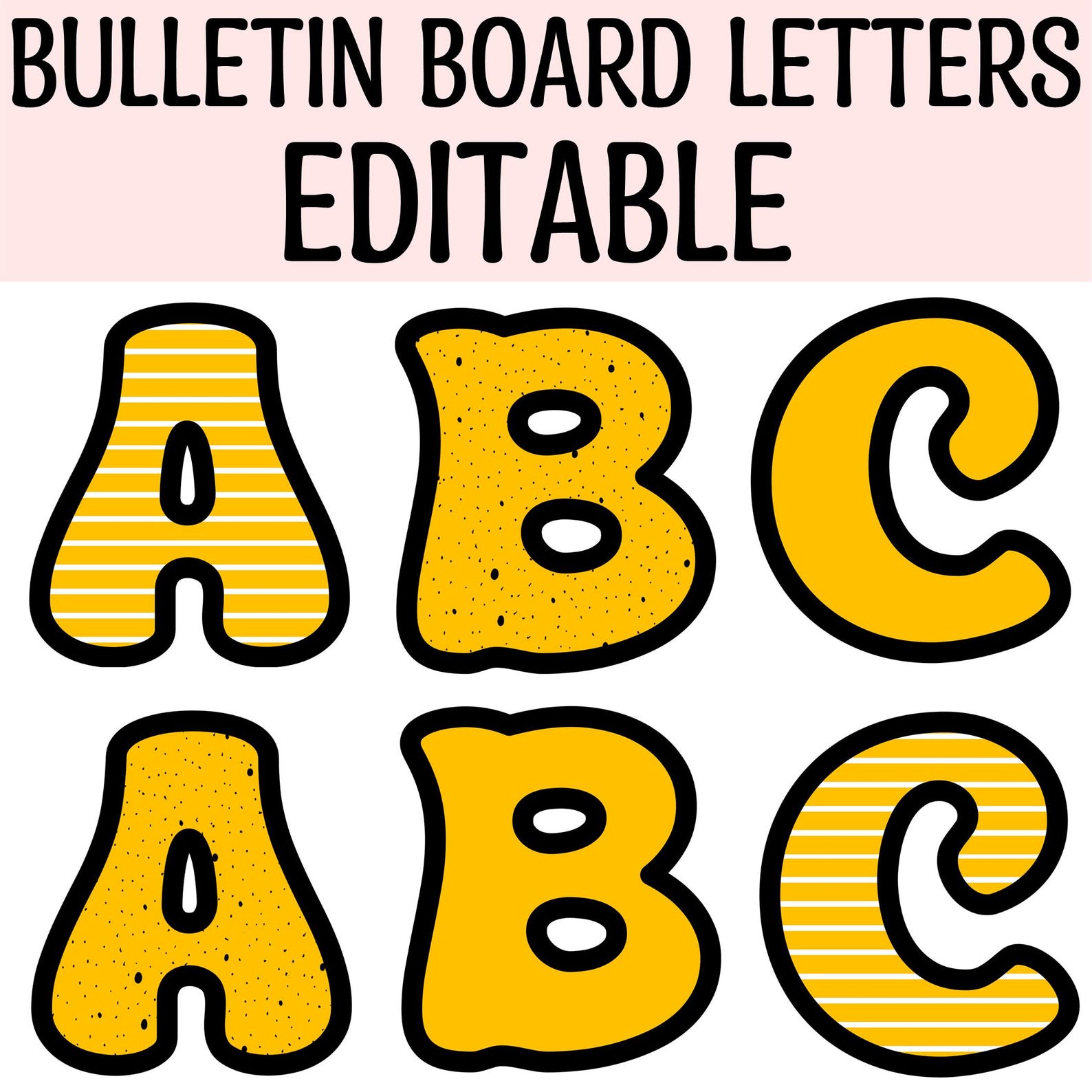 Back to School Yellow Bulletin Board Letters, Printable Bright Yellow ...