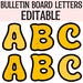 Back to School Yellow Bulletin Board Letters, Printable Bright Yellow ...