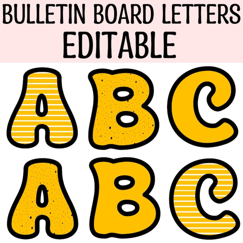 Back to School Yellow Bulletin Board Letters, Printable Bright Yellow ...