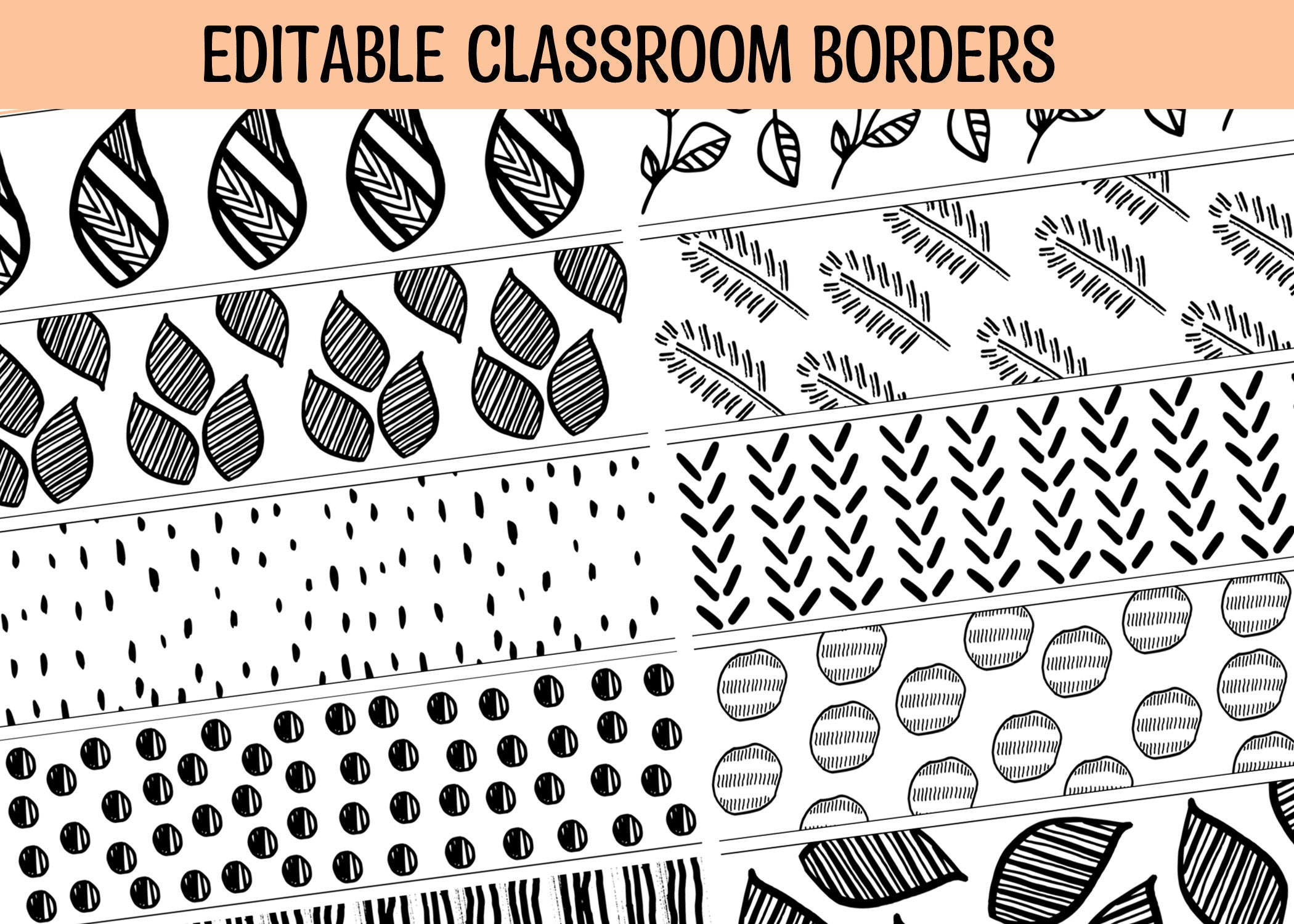 Minimalist Bulletin Board Borders Classroom Border Printable - Etsy