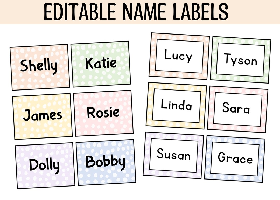 Back to School Student Name Labels, Spotty Pastel Cubby Labels, Book ...