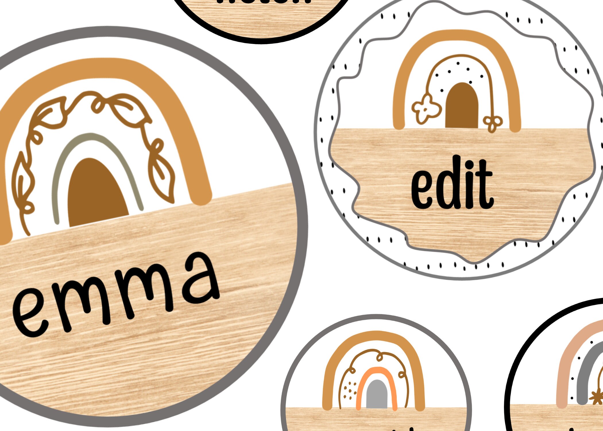 Editable Boho Neutral Rainbow Student Name Tags, Cubbies Labels - Etsy ...