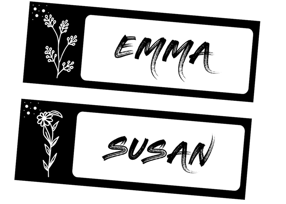 Black and White Classroom Labels, Student Name Tags, Printable ...