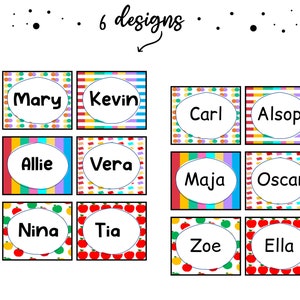 Printable Colorful Student Name Tags, Student Name Labels, Bright ...