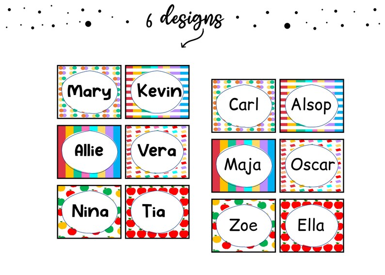 Printable Colorful Student Name Tags, Student Name Labels, Bright ...