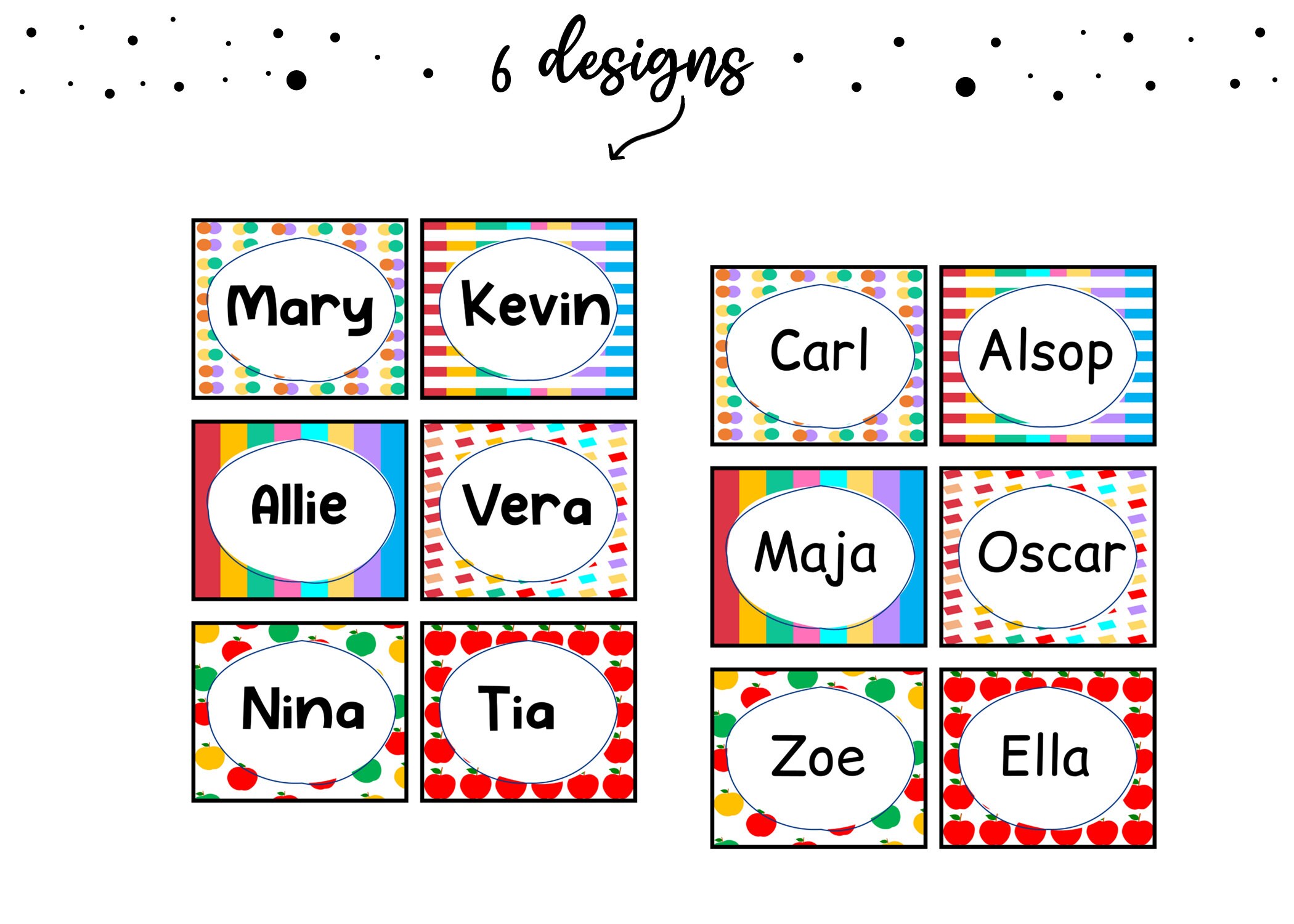 Printable Colorful Student Name Tags, Student Name Labels, Bright ...