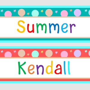 Printable Bright Polka Dots Name Tags, Stars Name Labels, Editable ...