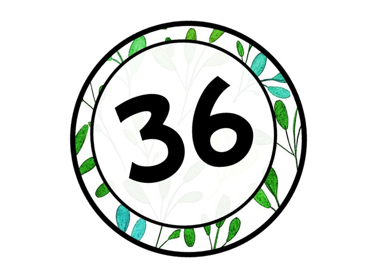 Printable Round Botanical Number Labels, Back to School Number Labels ...