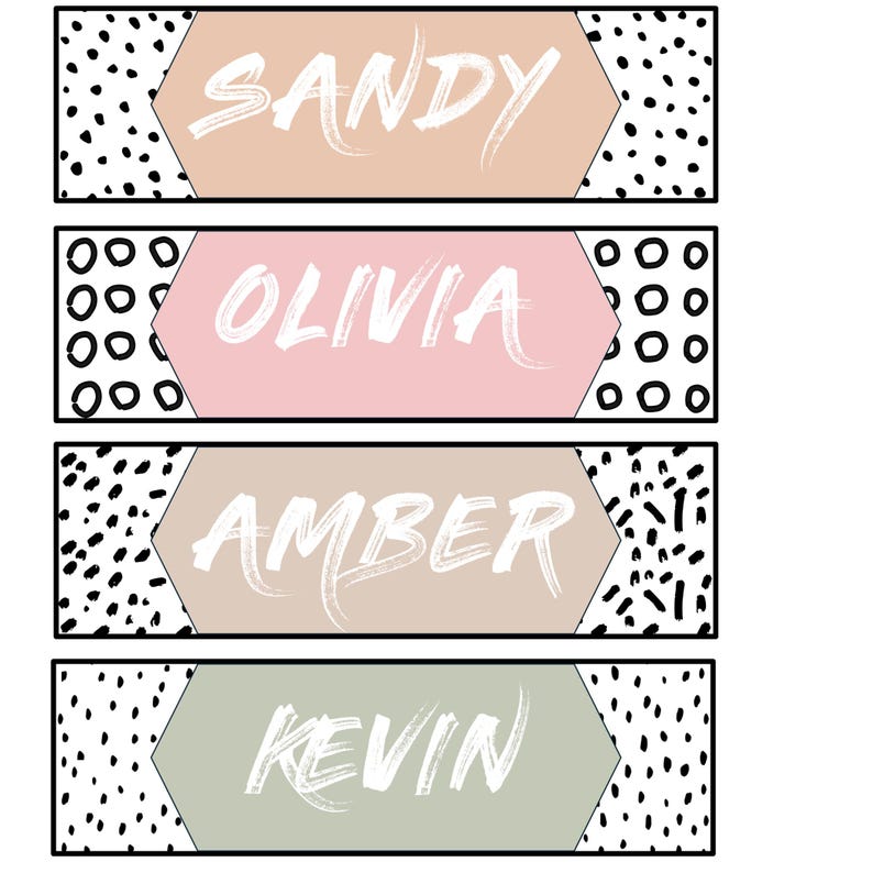 Printable Classroom Labels, Boho Neutral Student Name Plates, Desk Name ...