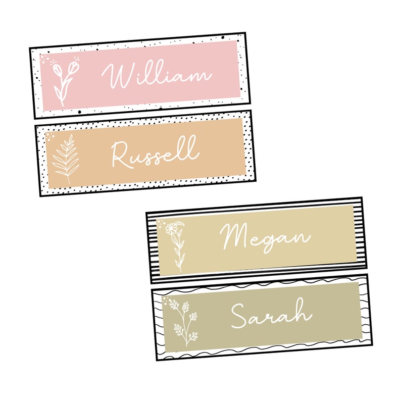 Printable Botanical Student Name Plates, Editable Autumn Classroom ...
