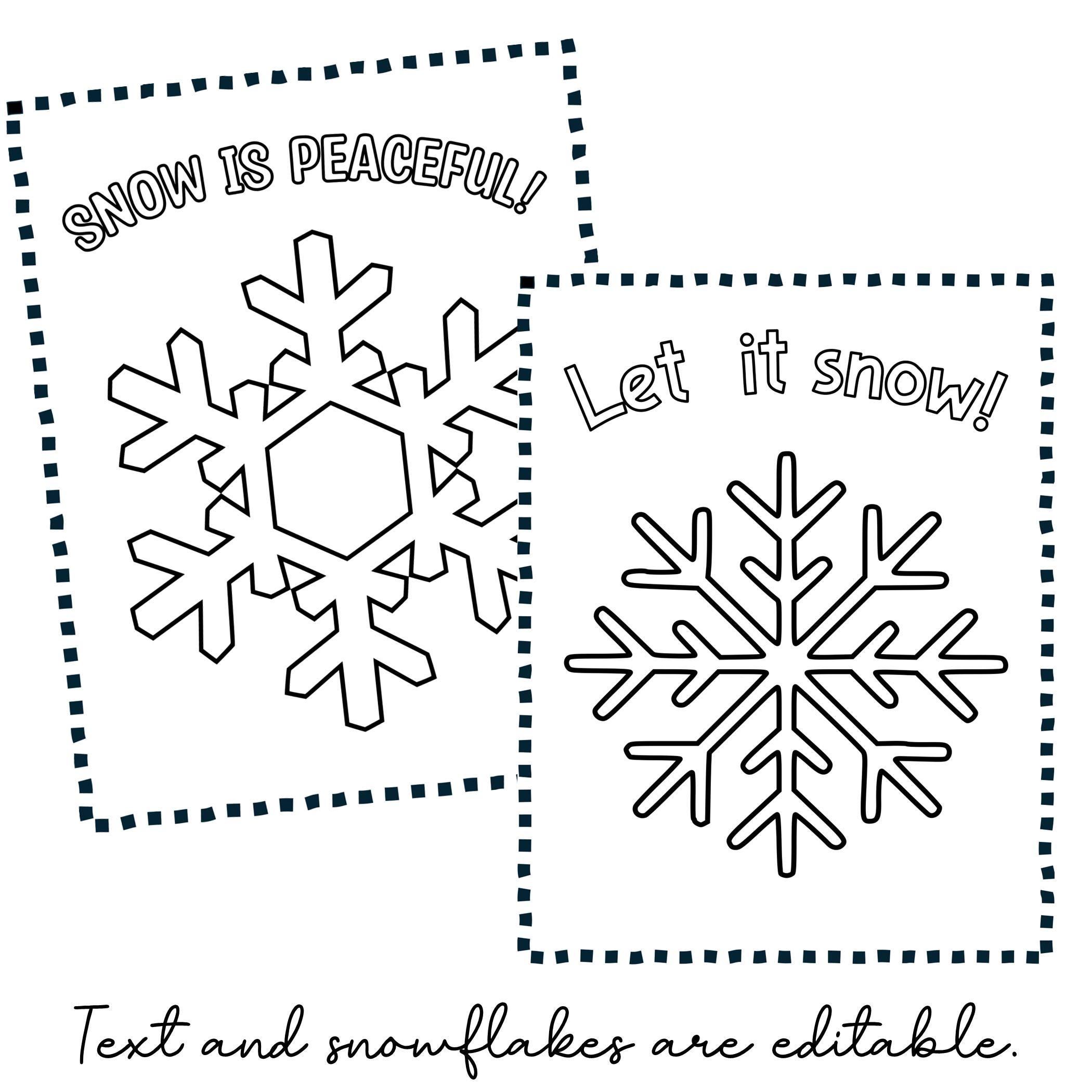 Printable Winter Snowflakes Coloring Worksheets, Editable Coloring ...
