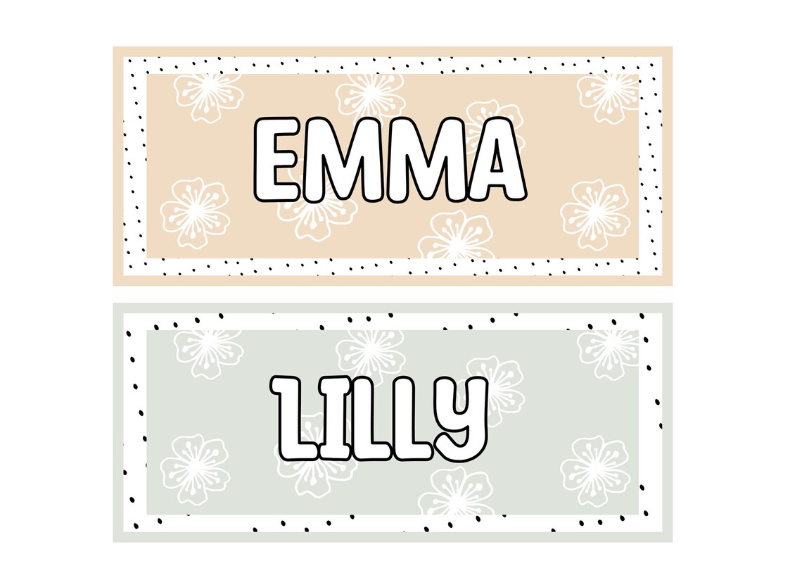 Printable Boho Neutral Name Labels, Student Name Labels, Classroom ...
