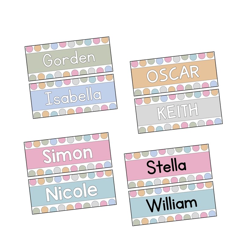 Pastel Student Name Labels, Bright Classroom Labels, Boho Name Posters ...