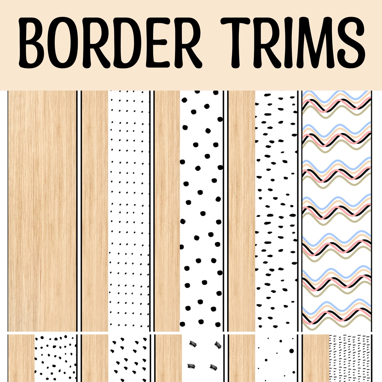 Bulletin Board Borders, Office Borders, Boho Neutral Borders, Classroom ...