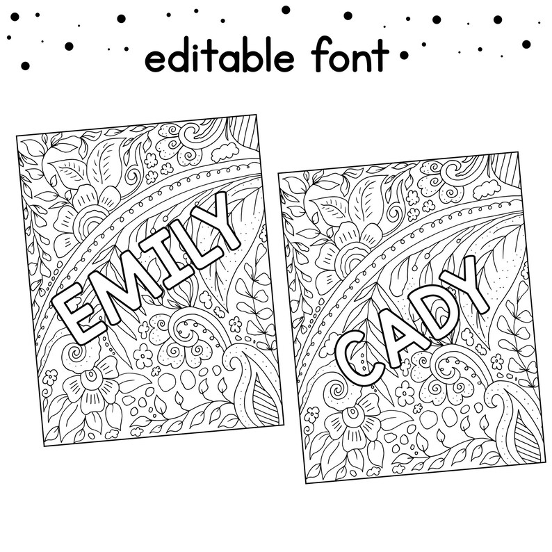 Printable Personalized Name Coloring Pages, Floral Botanical Designs ...