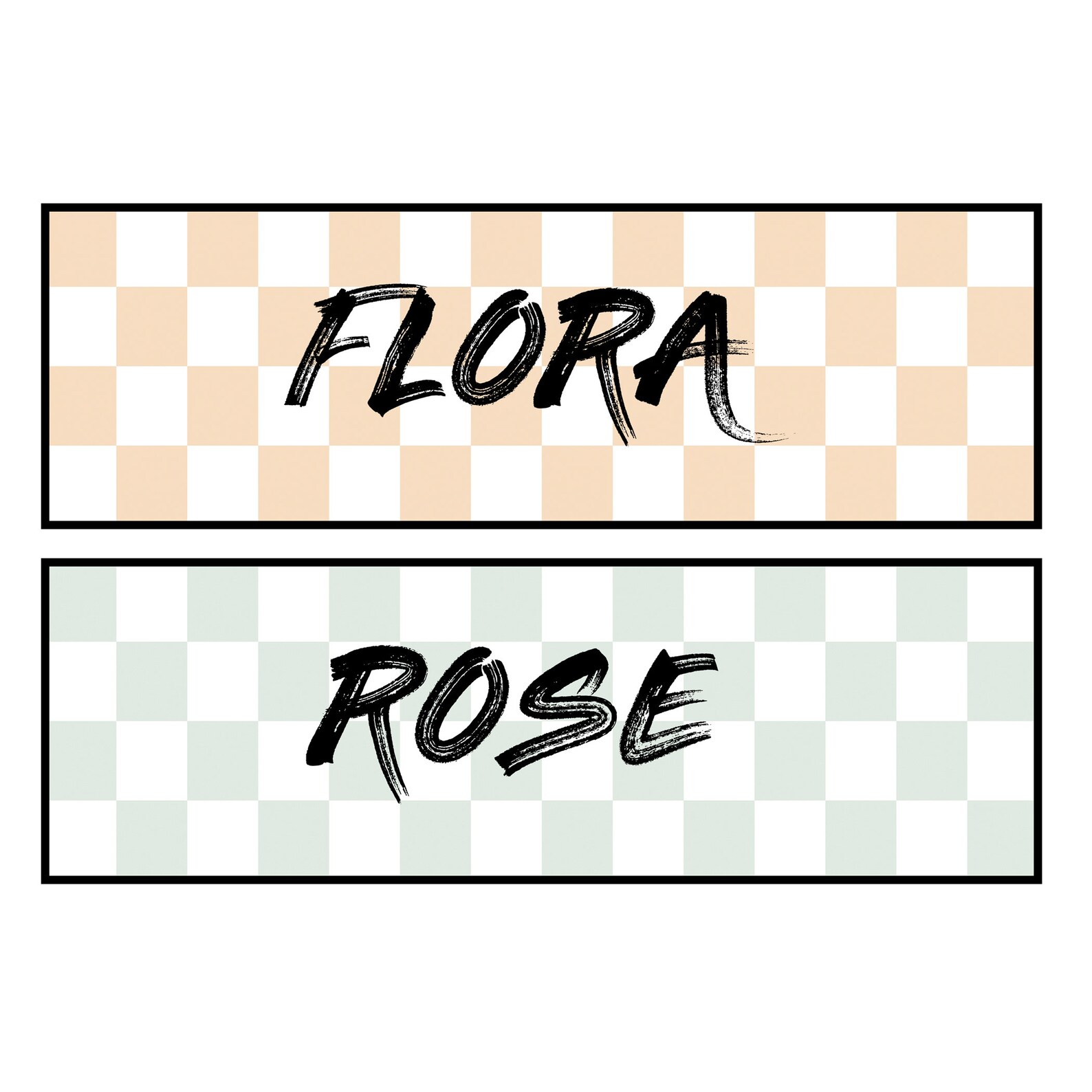 Checkered Student Name Labels, Editable Classroom Decor (PPTX, PDF) - Etsy