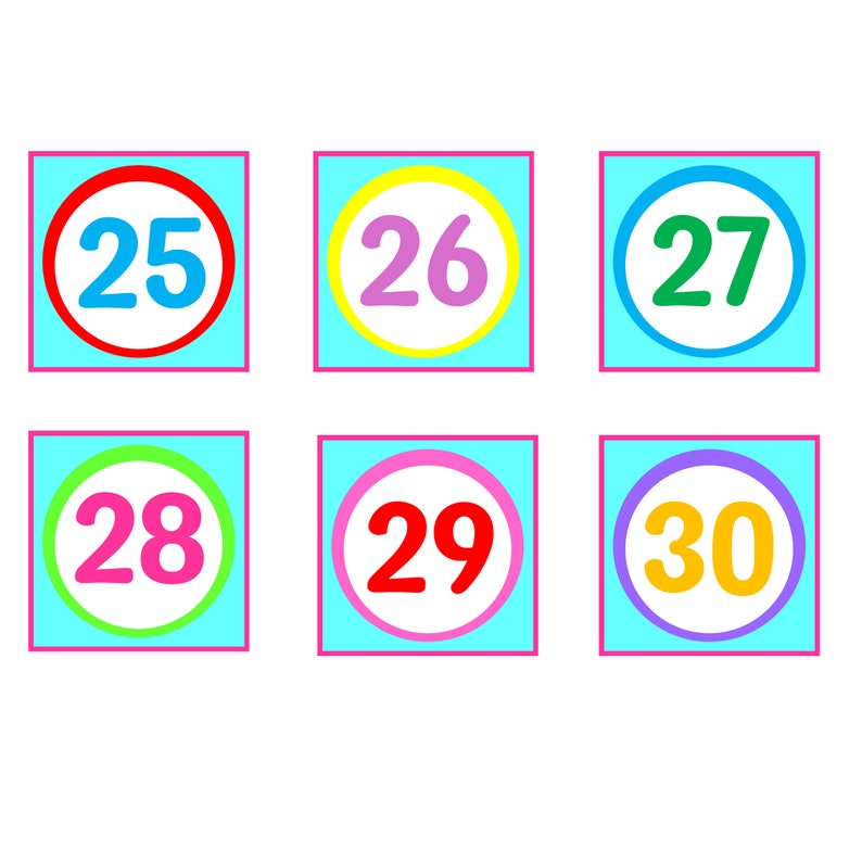 Printable Bright Number Labels, Classroom Numbers, Printable Number ...
