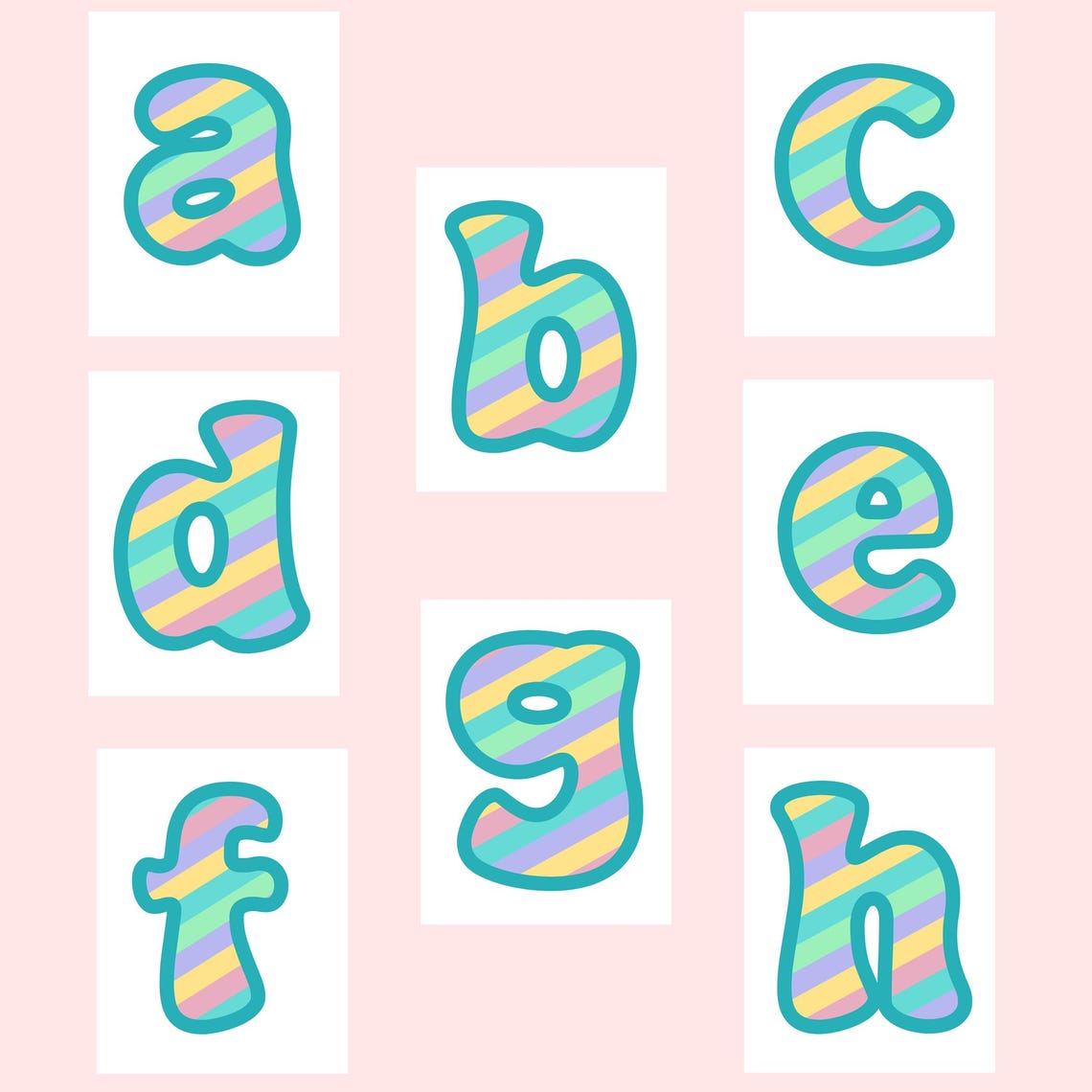 Printable Striped Bulletin Board Letters, Letters for Kids, Letters for ...