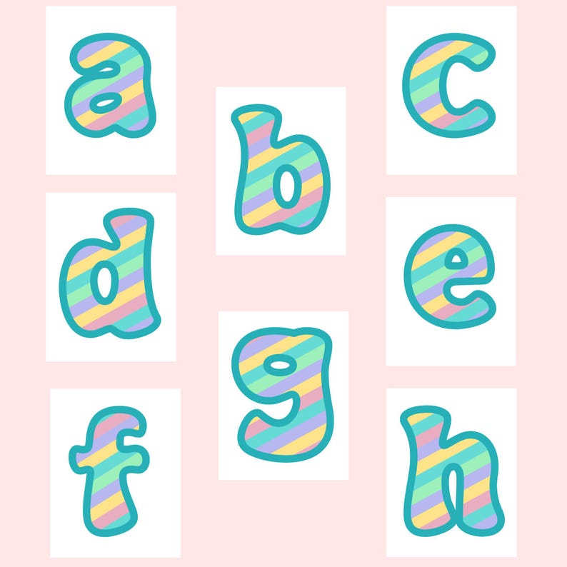 Printable Striped Bulletin Board Letters, Letters for Kids, Letters for ...