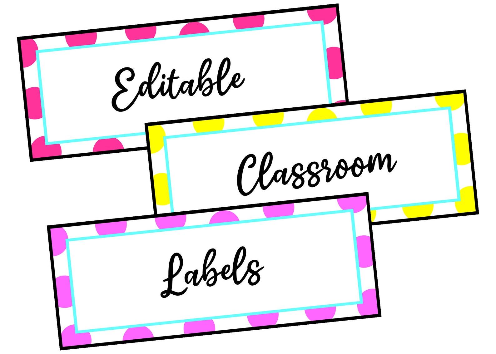 Polka Dots Name Tags, Editable Classroom Labels,cubbies Labels, Book ...