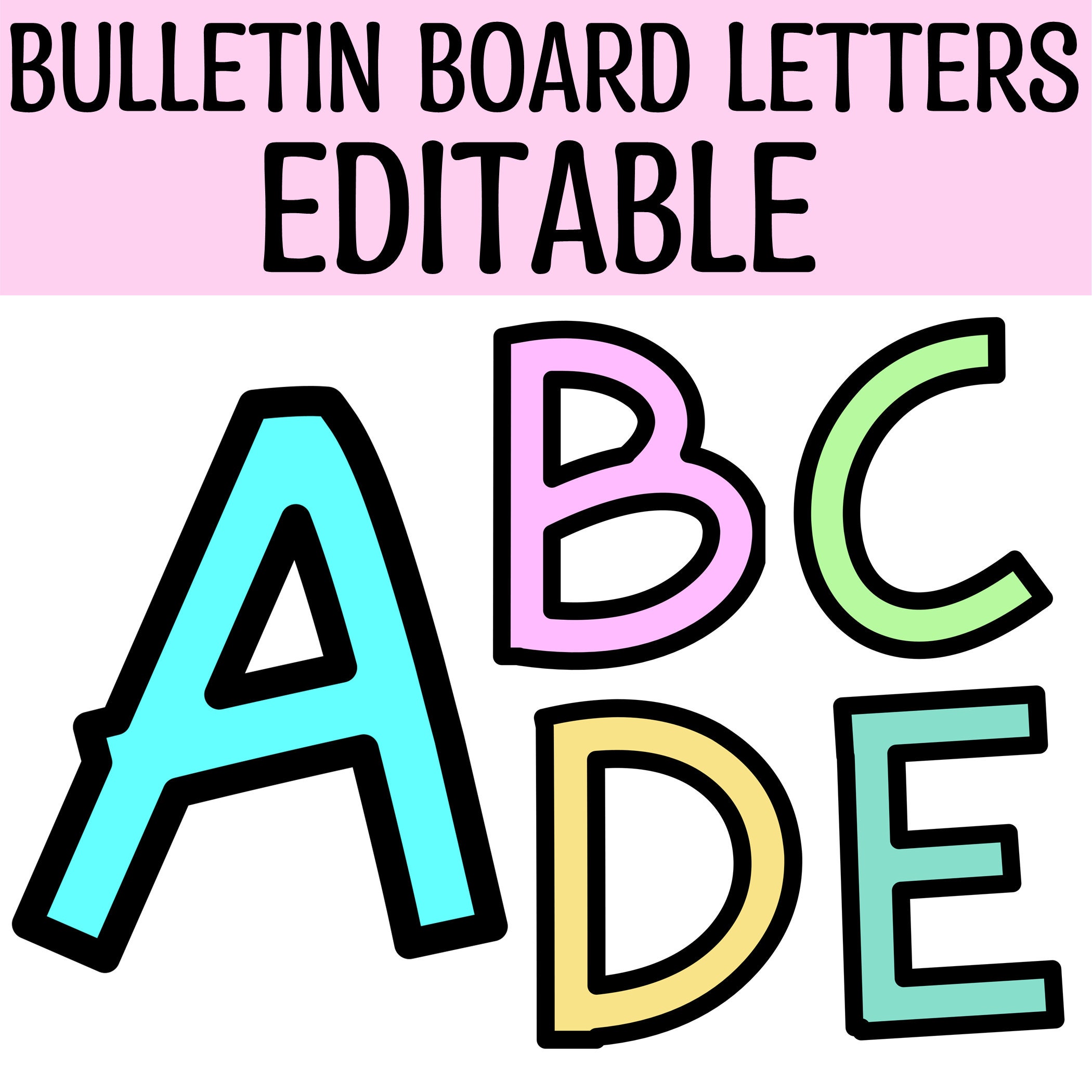 Printable Bright Bulletin Board Large Alphabet Letters, Editable ...