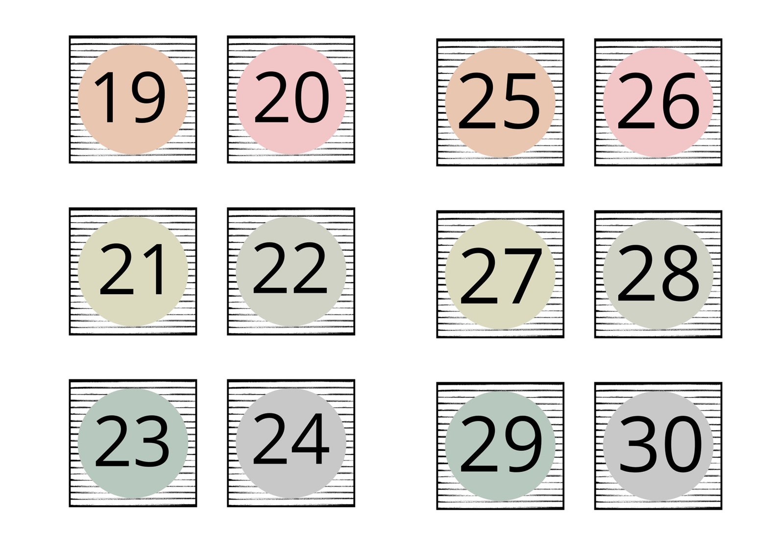 Printable Classroom Calendar Numbers, Square Number Cards, Printable ...