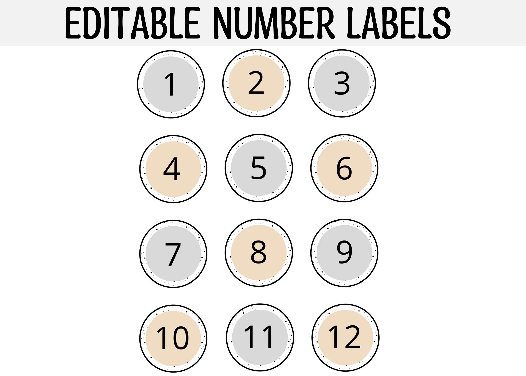 Number Labels, Printable Circle Number Tags, Math Numbers, Circle ...