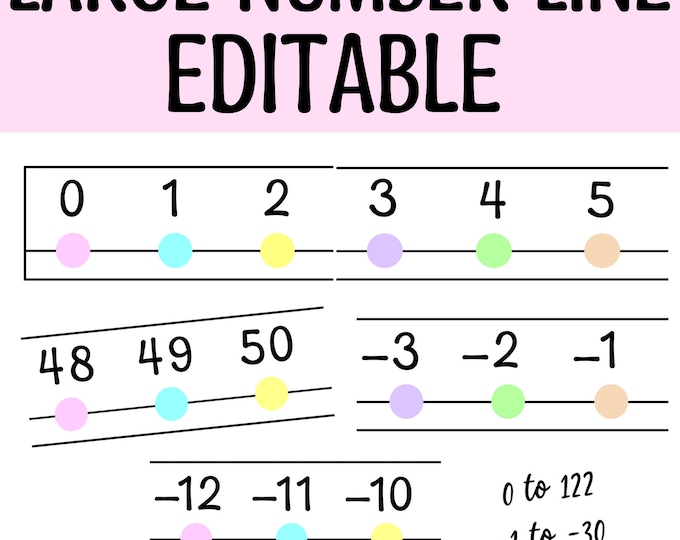 Large Number Line, Black and White Number Line Wall Display, Editable ...